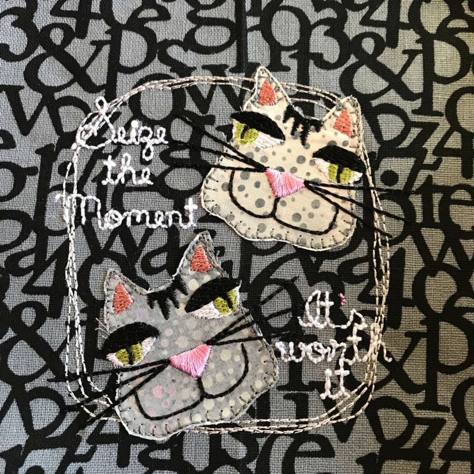 Whimsical Machine Embroidery Quotes SEIZE THE MOMENT | Etsy