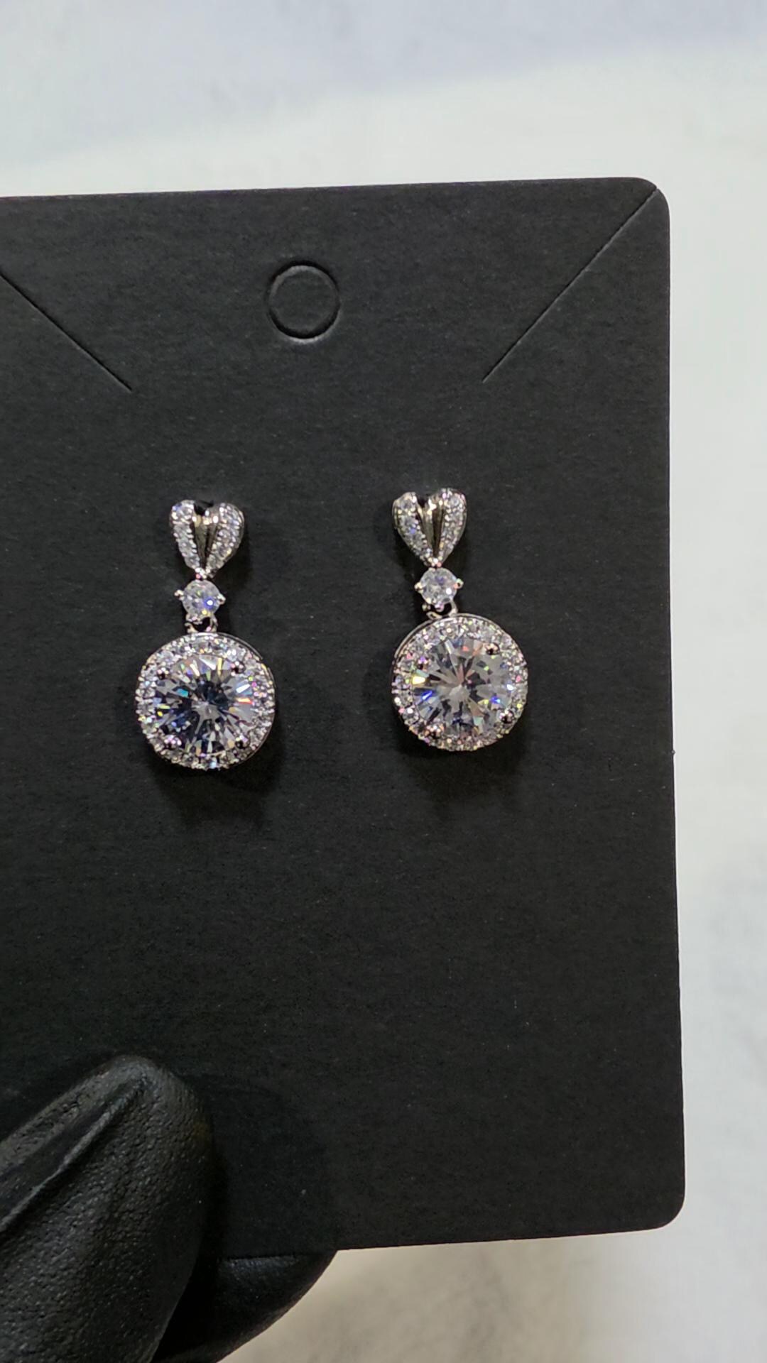 CZ Halo Drop Earrings | 2 CT Center Stone | Heart Post | Sparkling ...