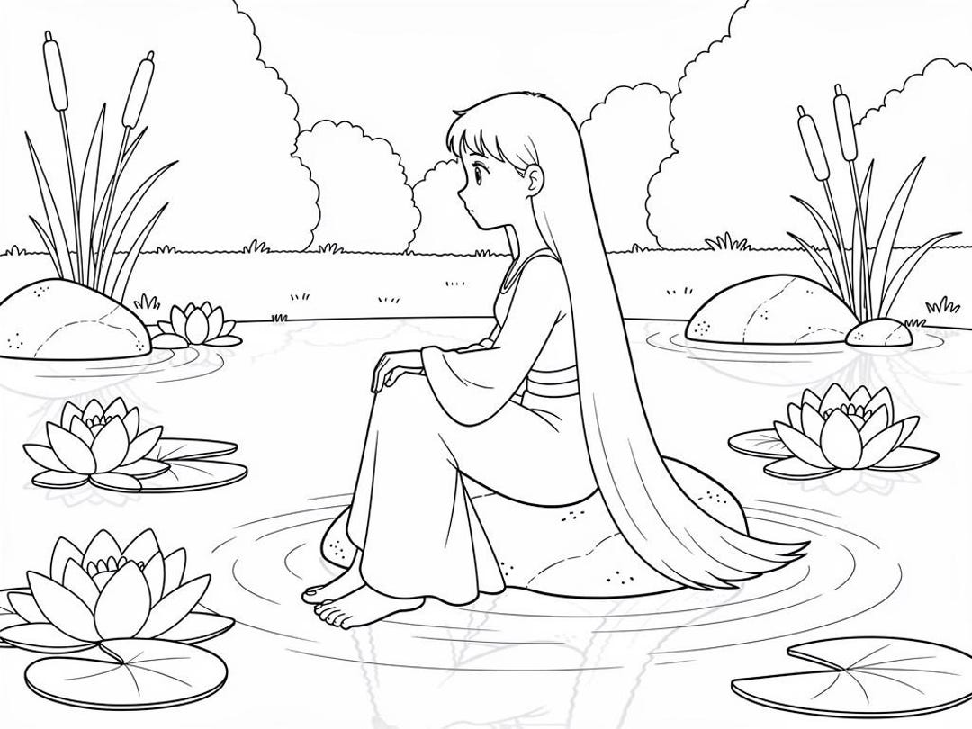 Water Fairy Bathing in a Pond - Etsy