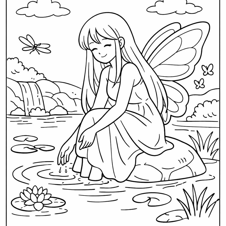 Water Fairy Bathing in a Pond - Etsy