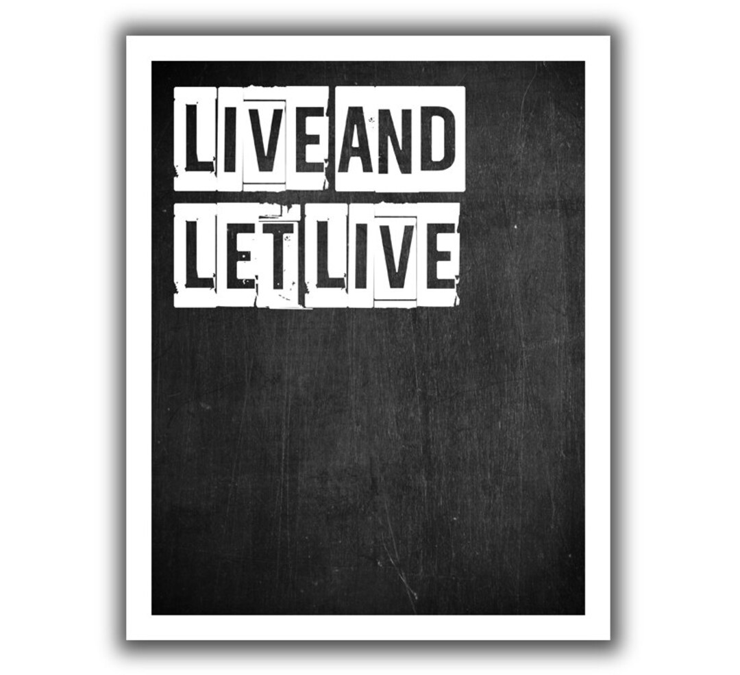 Typographic Print TITLE Live and Let Live - Etsy