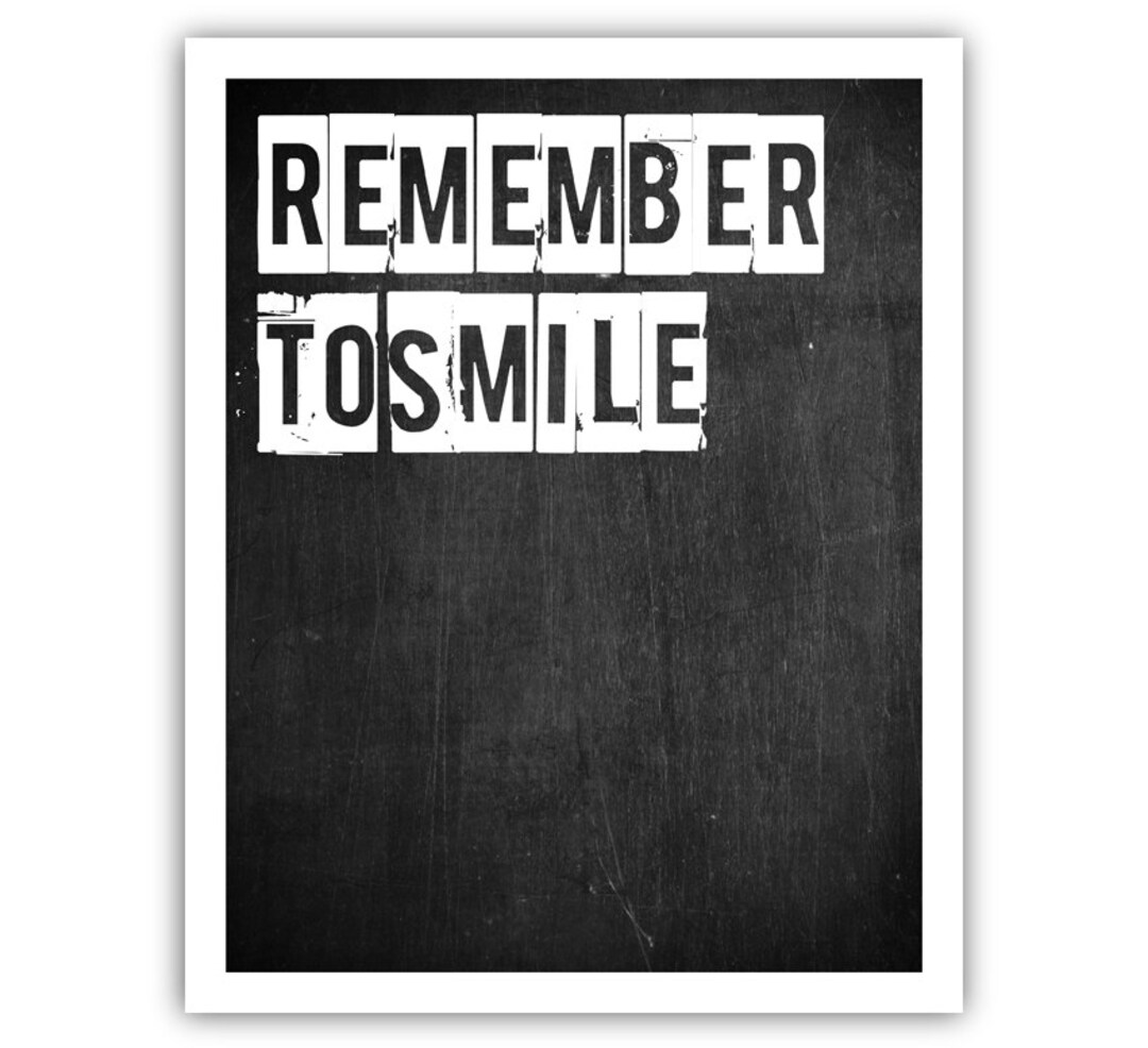 Typographic Print TITLE Remember to Smile - Etsy
