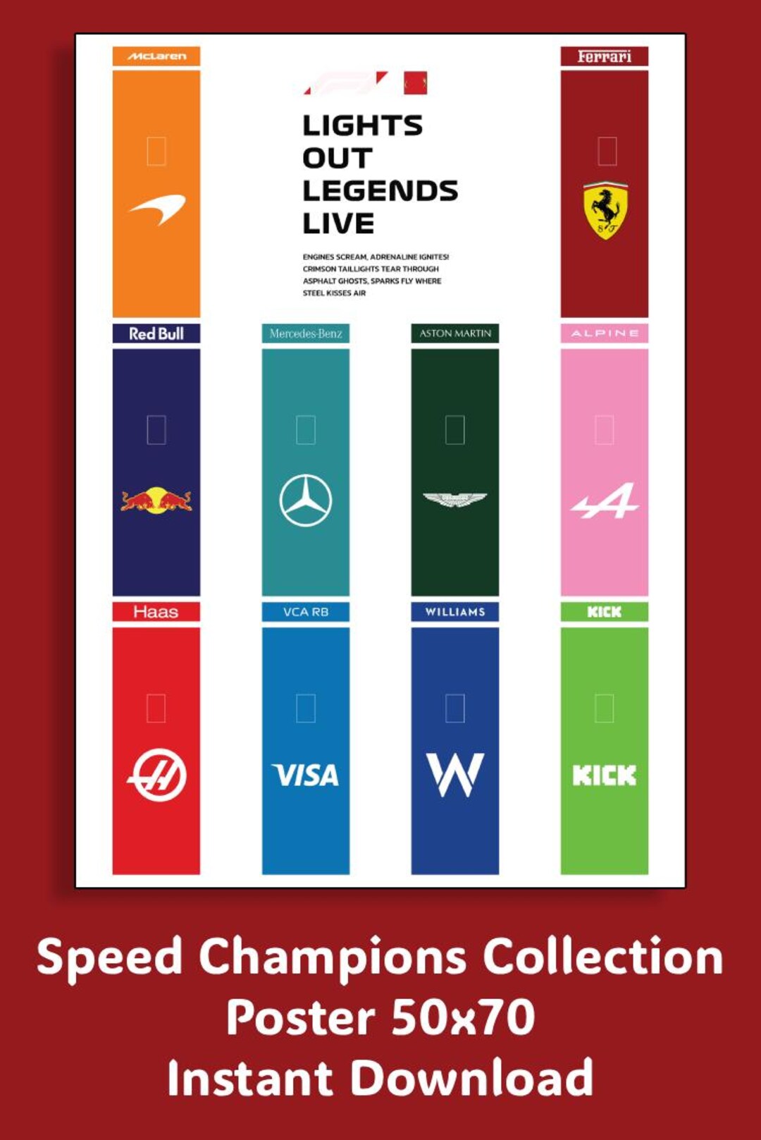Speed Champions Collection Poster 50x70 | Racing Team Colors Printable ...
