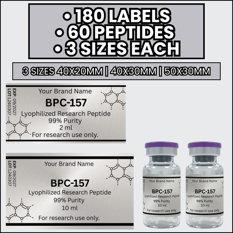 60 Peptide Label Template for Niimbot M2 B21 B1 Inkjet Laser, Editable ...