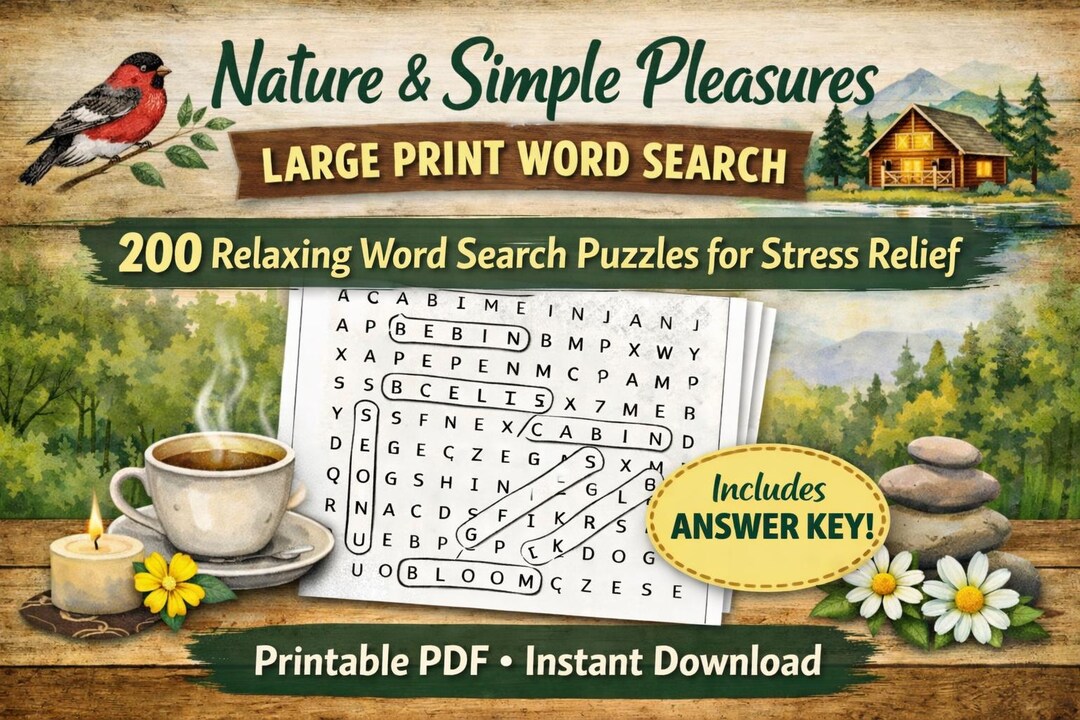 Nature Word Search – 200 Large Print Puzzles for Relaxation ...