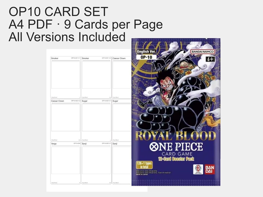 OP10 Trading Card Templates | A4 PDF | 9 Cards per Page | Printable TCG ...
