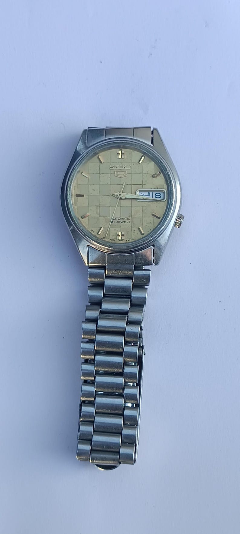 Vintage Seiko 5 Automatic Watch | Checkered Dial, Day-date - Etsy