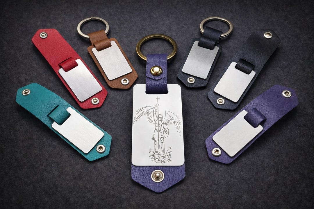 Personalized Faux Leather Keychain | Custom Laser Engraved Keychain ...