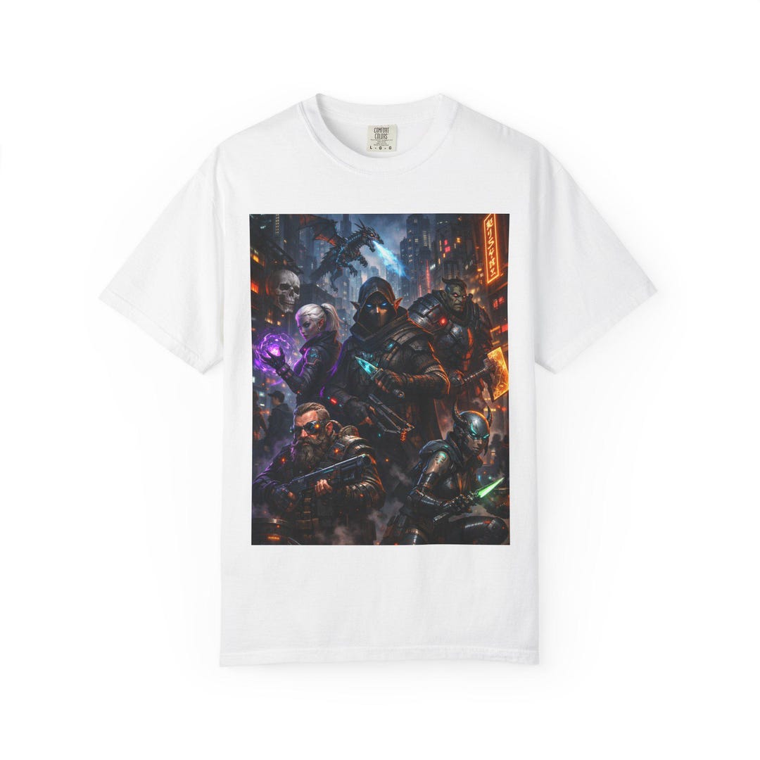 Cyberpunk Fantasy RPG Party Art Print | Futuristic Neon Adventurers - Etsy