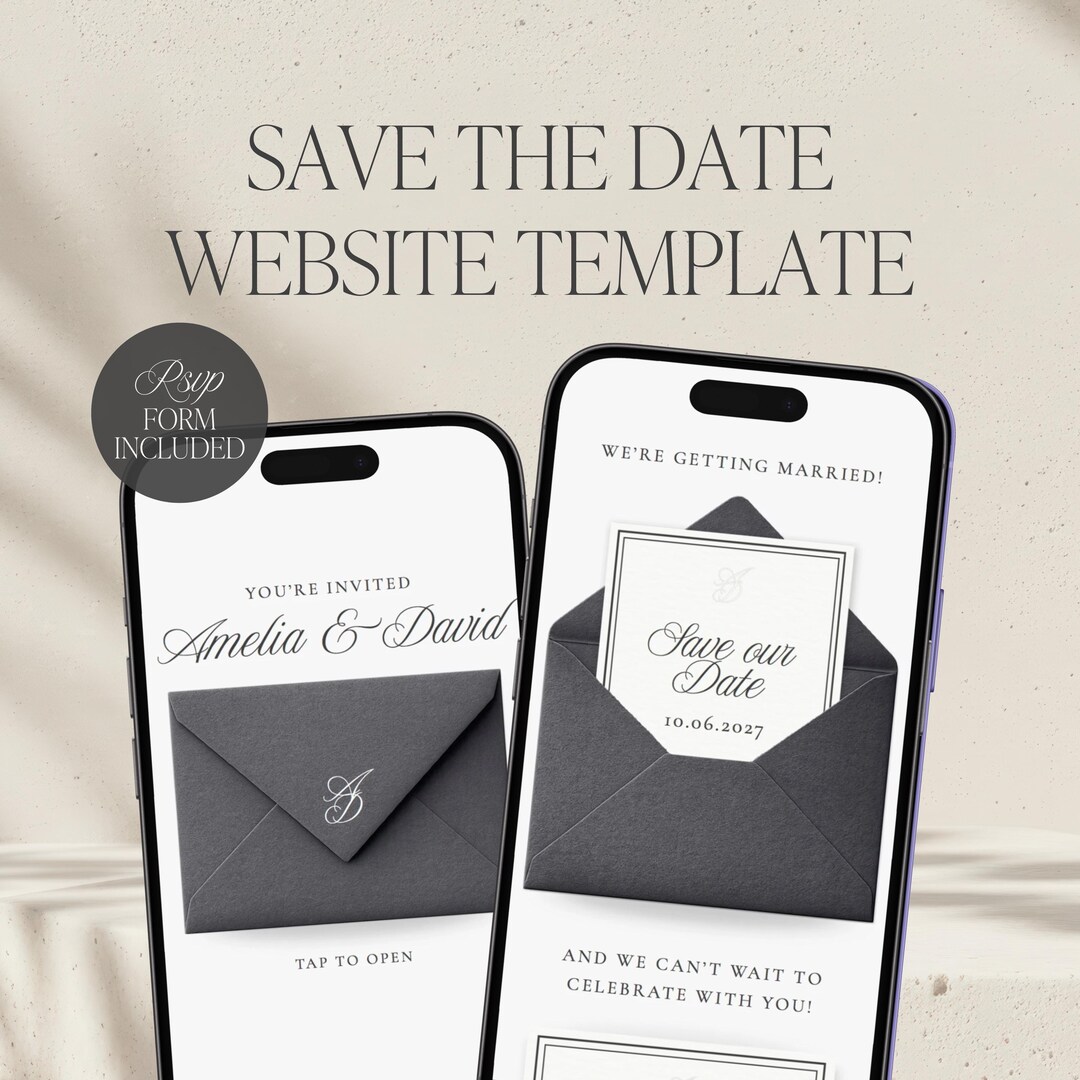 Black and White Digital Save the Date Website Template | Romantic ...