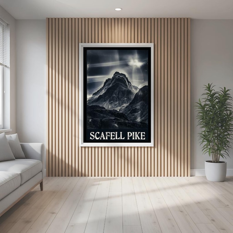 Scafell Pike Print, Dark Moody Lake District Wall Art, Gothic Mountain ...