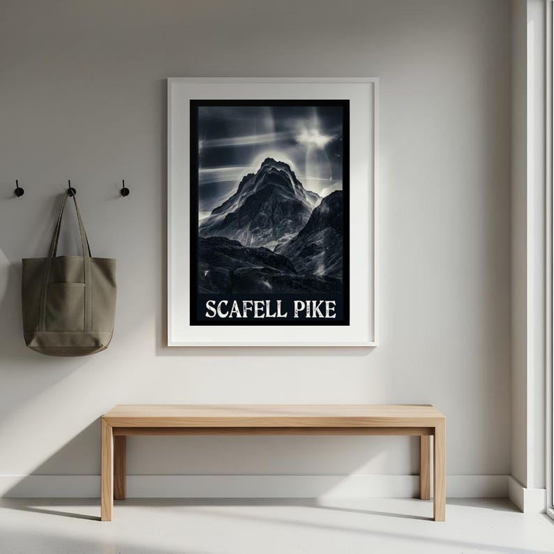 Scafell Pike Print, Dark Moody Lake District Wall Art, Gothic Mountain ...