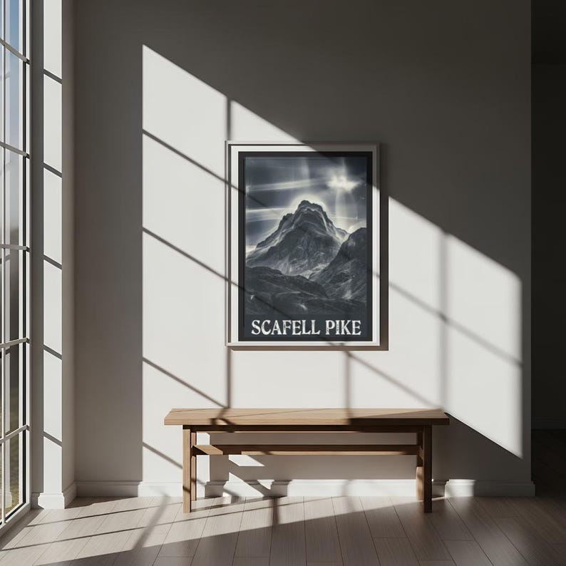 Scafell Pike Print, Dark Moody Lake District Wall Art, Gothic Mountain ...