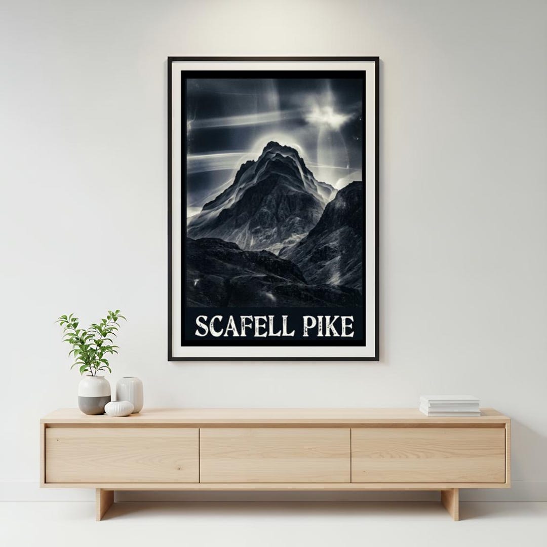 Scafell Pike Print, Dark Moody Lake District Wall Art, Gothic Mountain ...