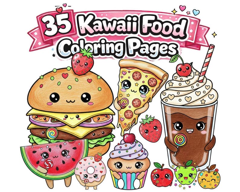 35 Kawaii Food Coloring Pages – Cute Printable Coloring Sheets for Kids ...