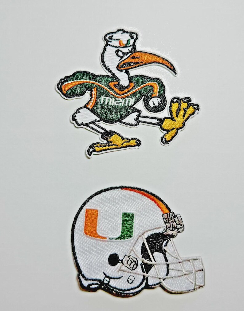 Miami Hurricanes Embroidered Patch Set | Ibis Mascot Patch & Football ...