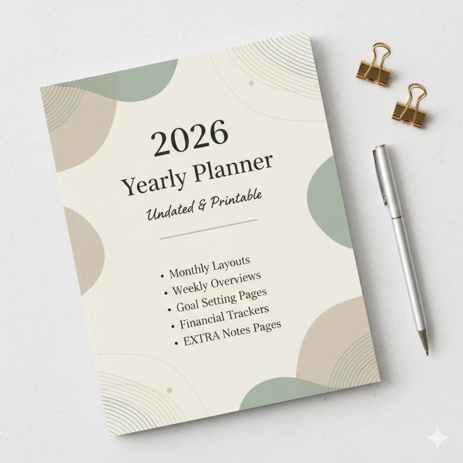 2026 Monthly Planner, Minimalist Sage Green Design (printable PDF A4 ...