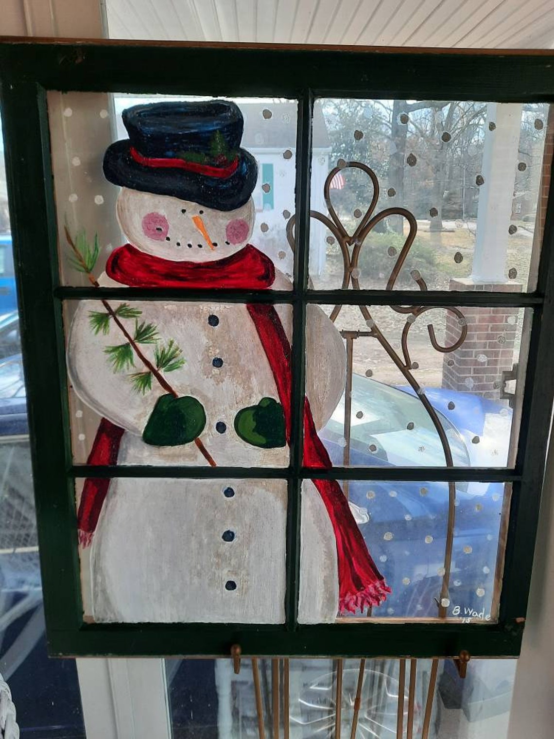 Snowman Peeking Through the Window Glass - Etsy