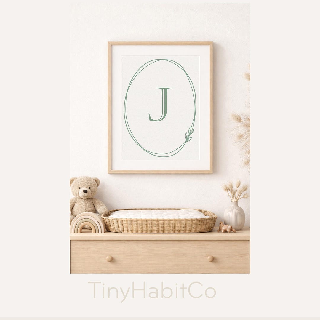 Letter J Nursery Print | Sage Green Botanical Alphabet (digital ...