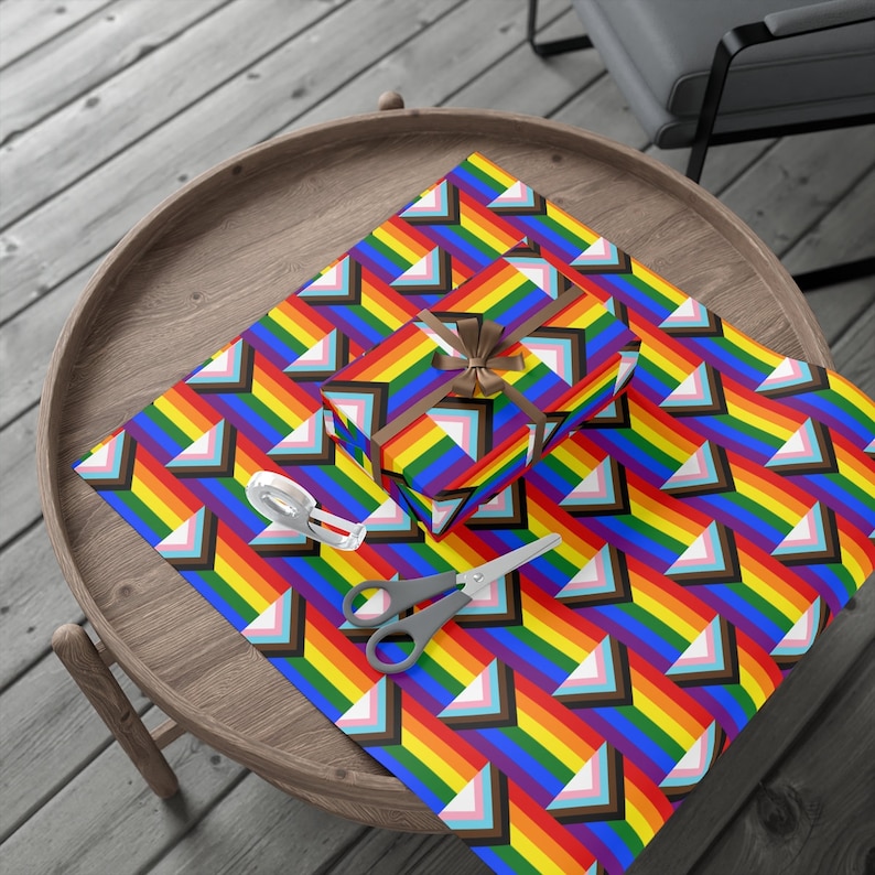 Progress Pride Flag Gift Wrap Paper Progress Pride Customized Wrapping ...