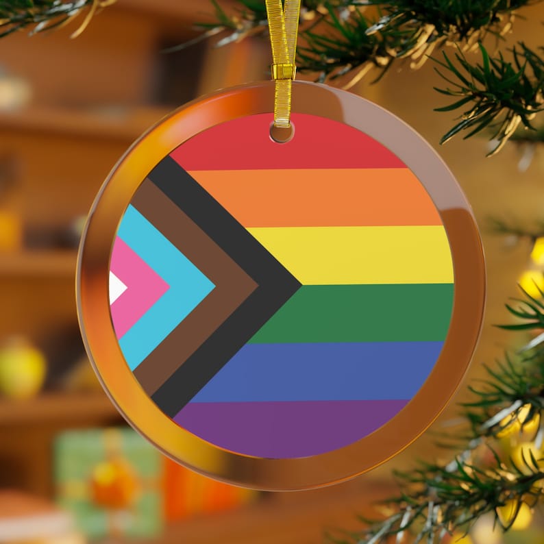 Progress Pride Flag Holiday Ornament Gay Lesbian Transexual Trans Drag ...
