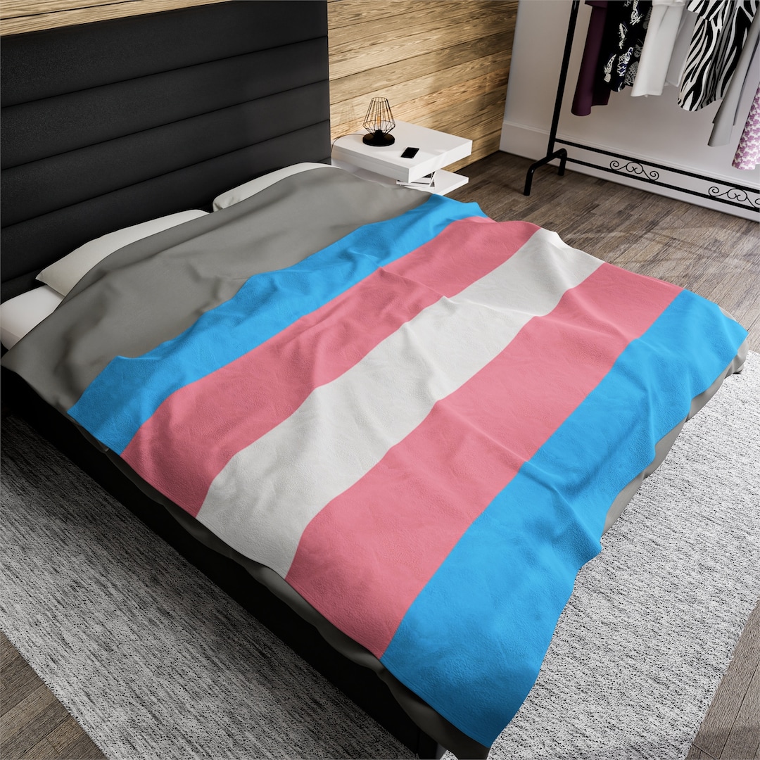 Transgender Pride Flag Velveteen Plush Blanket, Pride, Gay, Trans ...