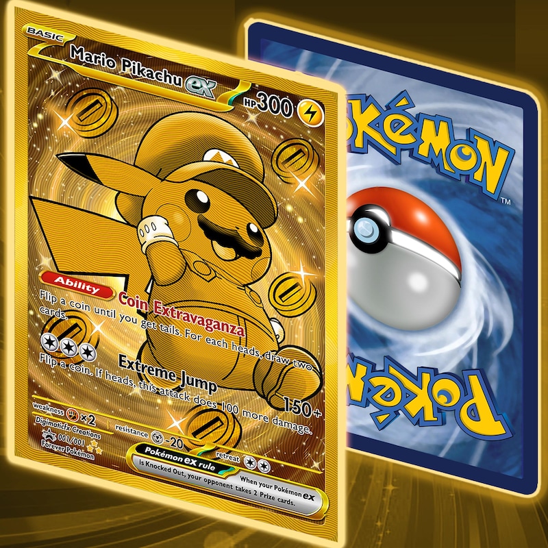 Gold Pikachu Card - Etsy