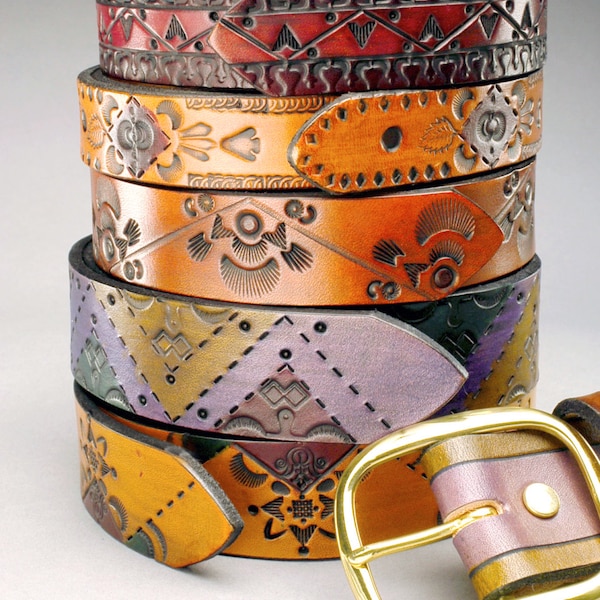 Hand Painted Leather Belt - Etsy