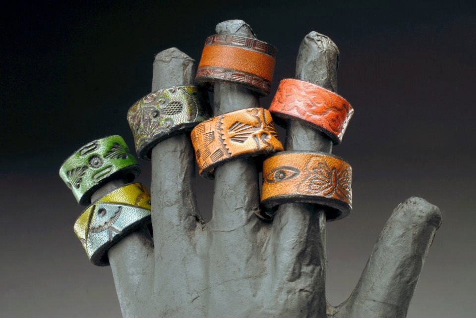 Leather Tooled Rings - Etsy