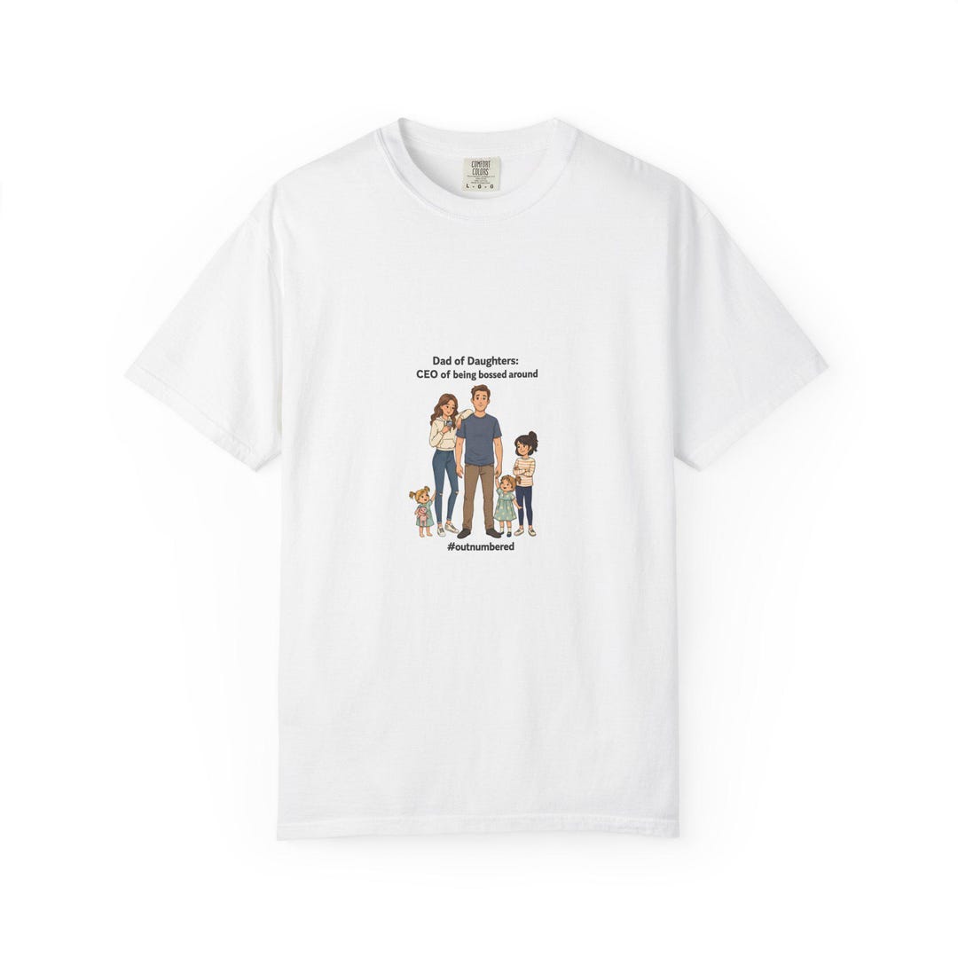 Dad of Daughters Illustration T-shirt - Family Cartoon, Dad and ...