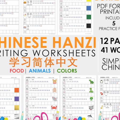 Chinese Hanzi Practice Worksheet With Complete Pinyin Step by - Etsy