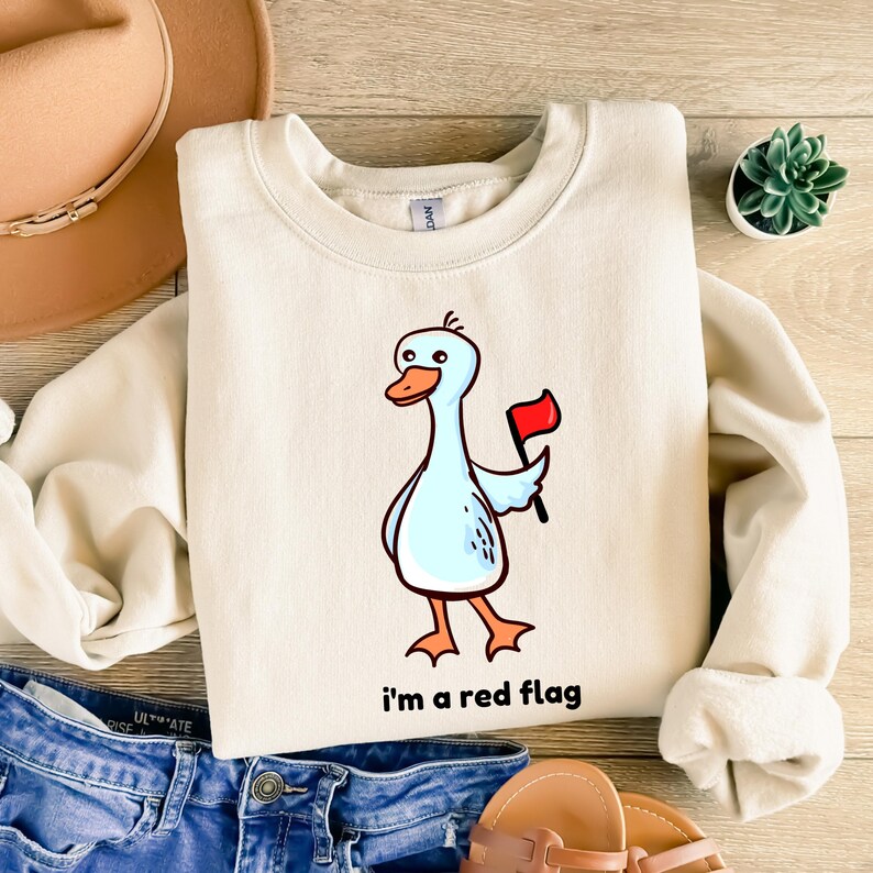 I'm a Red Flag Duck Shirt – Funny Cartoon Duck Tee, Cute Humor Gift ...
