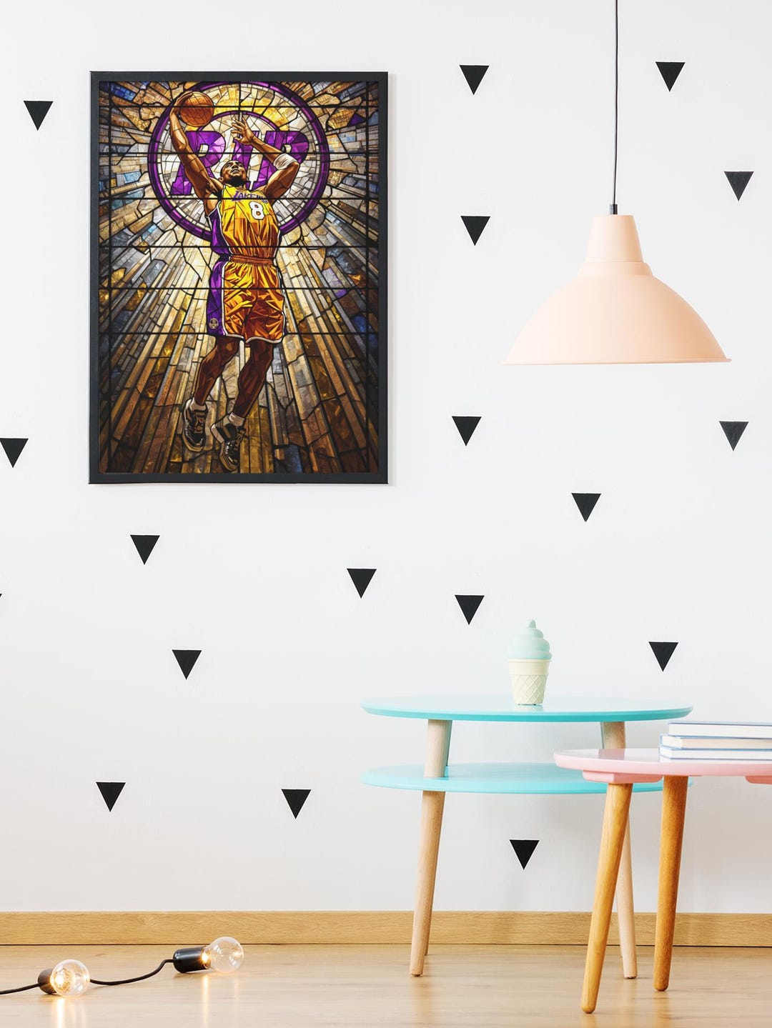 Wall Art Stained Glass Kobe Bryant Rolled Poster Colorful Basketball ...