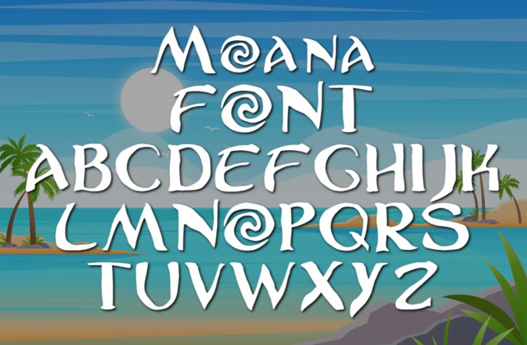 Moana Font SVG, PNG Alphabet, Numbers, Cricut Cut Files (digital ...