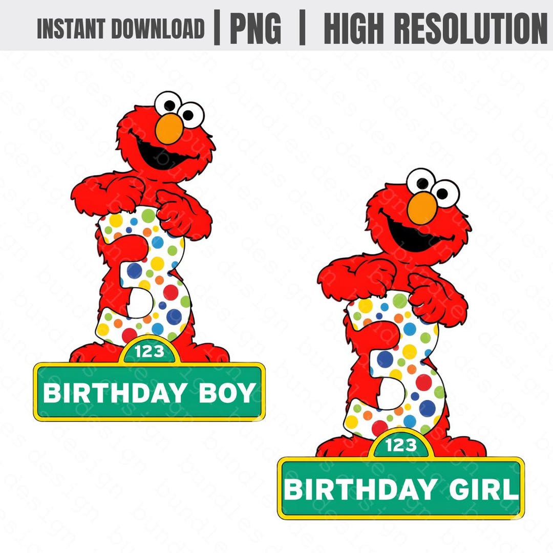 Sesame Street Elmo Birthday PNG, 3D Number, Boy or Girl (digital ...