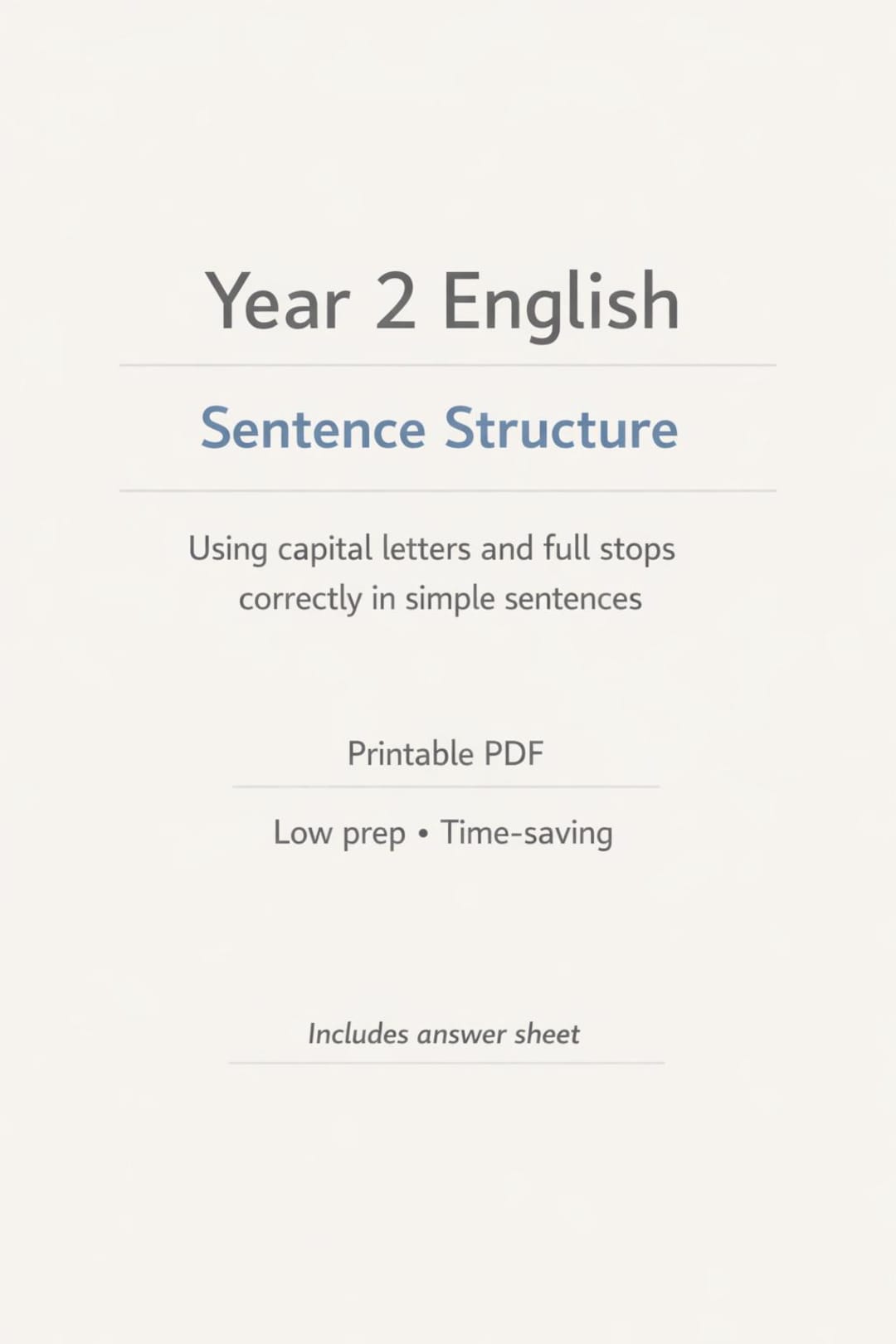 Year 2 English Sentence Structure Worksheet – Capital Letters and Full ...
