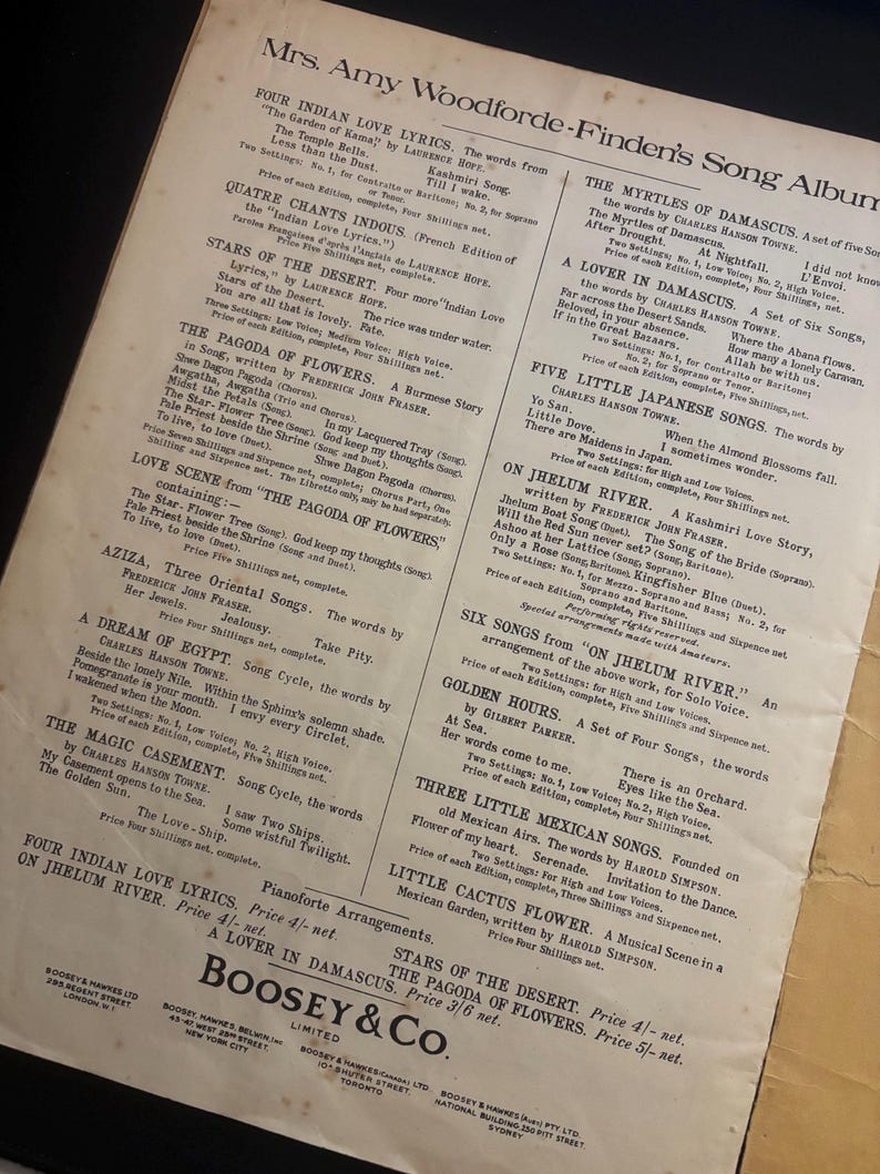 Four Indian Love Lyrics Amy Woodforde-finden - Edwardian Art Song ...