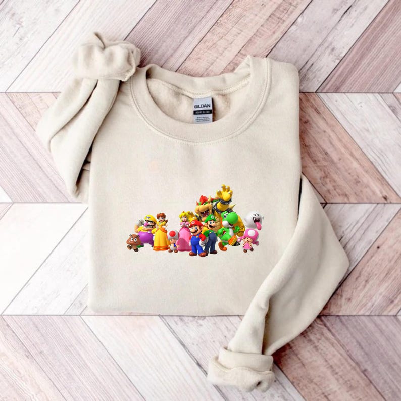 Super Mario Bros Group Sweatshirt Nintendo Characters Hoodie Mario ...