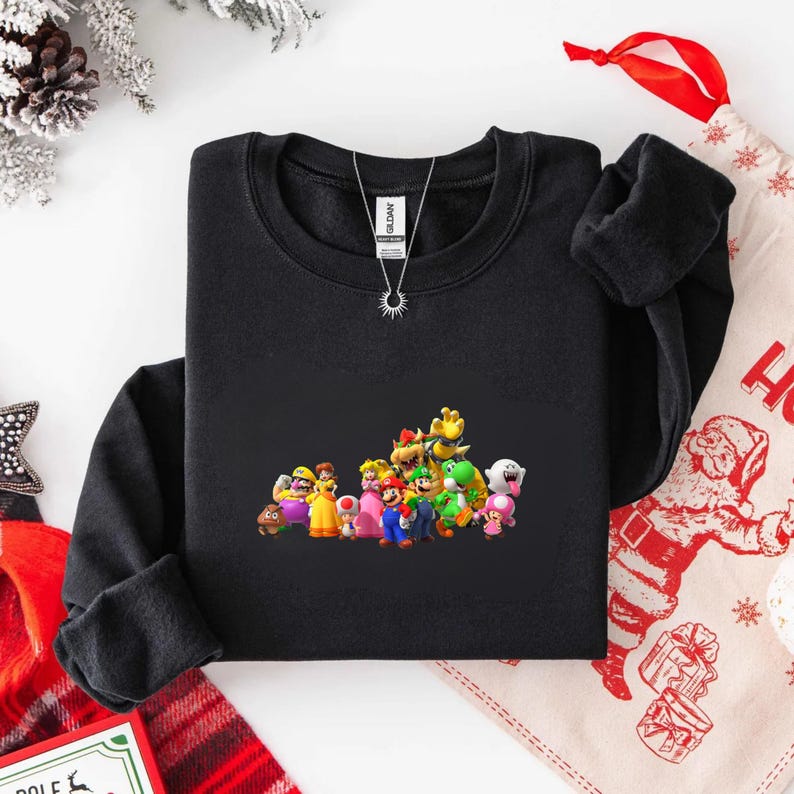 Super Mario Bros Group Sweatshirt Nintendo Characters Hoodie Mario ...