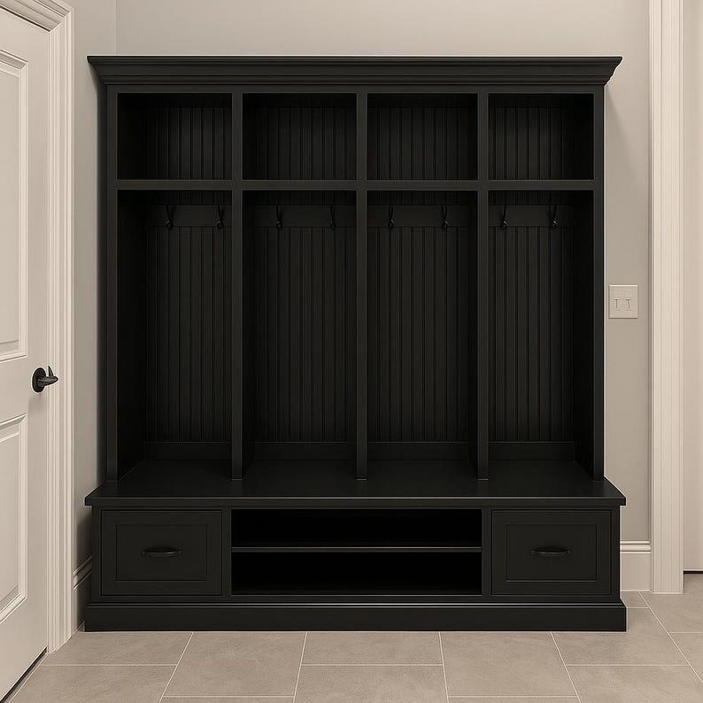 Merrick Hall Tree With Shoe Storage Bench: Custom Entryway Locker ...
