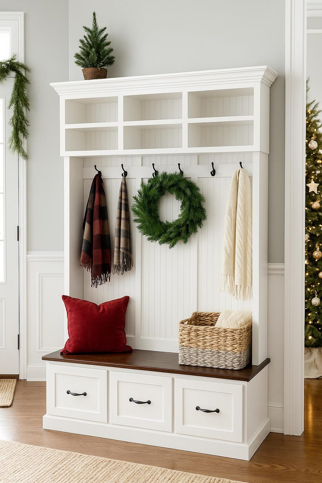 Branson Handmade Hall Tree: Entryway Bench With Shoe Storage & Coat ...