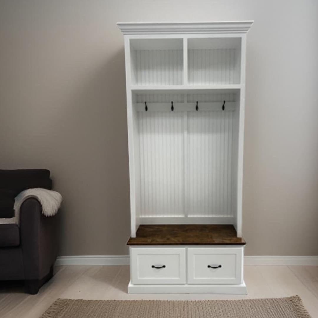 GEORGIA Mudroom Locker Bench & Hall Tree Coat Rack: Entryway Furniture ...