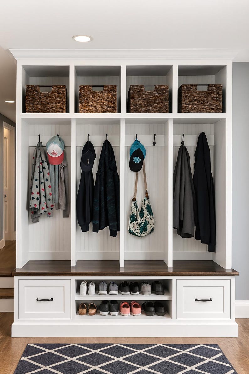 Merrick Hall Tree With Shoe Storage Bench: Custom Entryway Locker ...