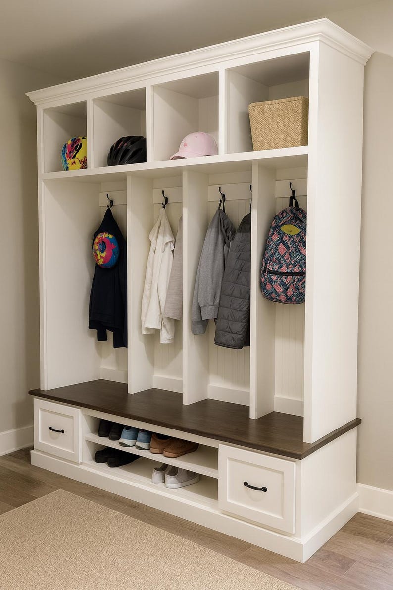 Merrick Hall Tree With Shoe Storage Bench: Custom Entryway Locker ...