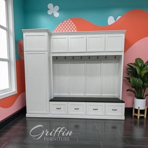 Jacksonville Custom Mudroom Bench With Shoe Storage: Entryway Hall Tree ...