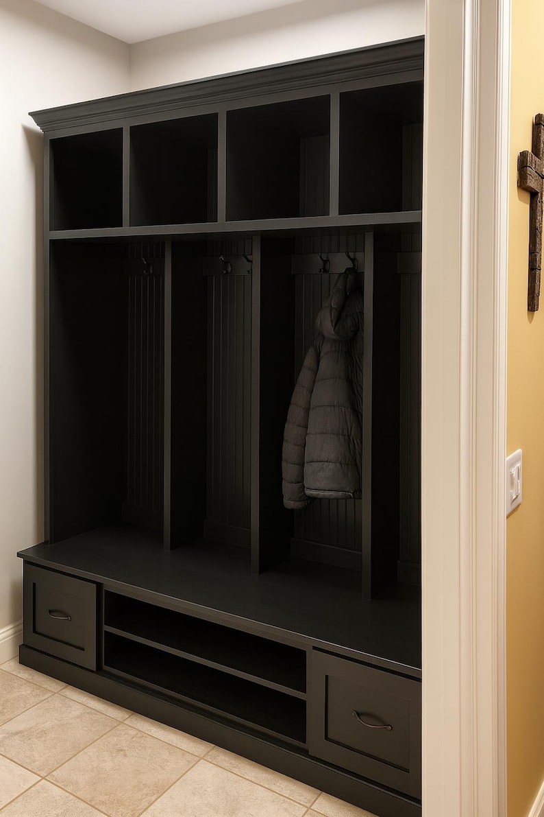 Merrick Hall Tree With Shoe Storage Bench: Custom Entryway Locker ...