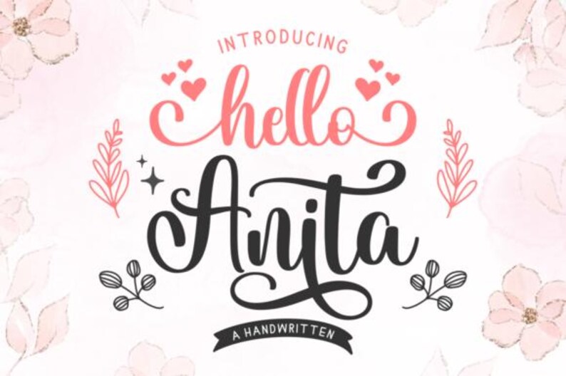 Hello Anita Font - Handwritten Font, Wedding Font, Cricut With Tails ...