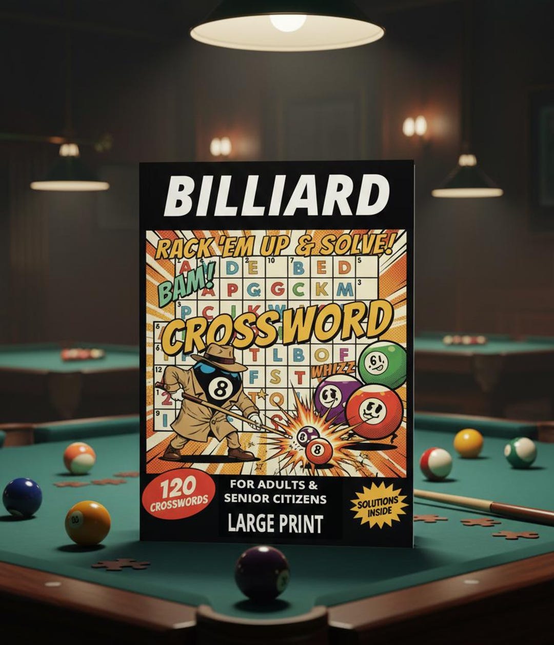Billiards Crossword Puzzle Book | 120 Large Print Trivia Puzzles ...