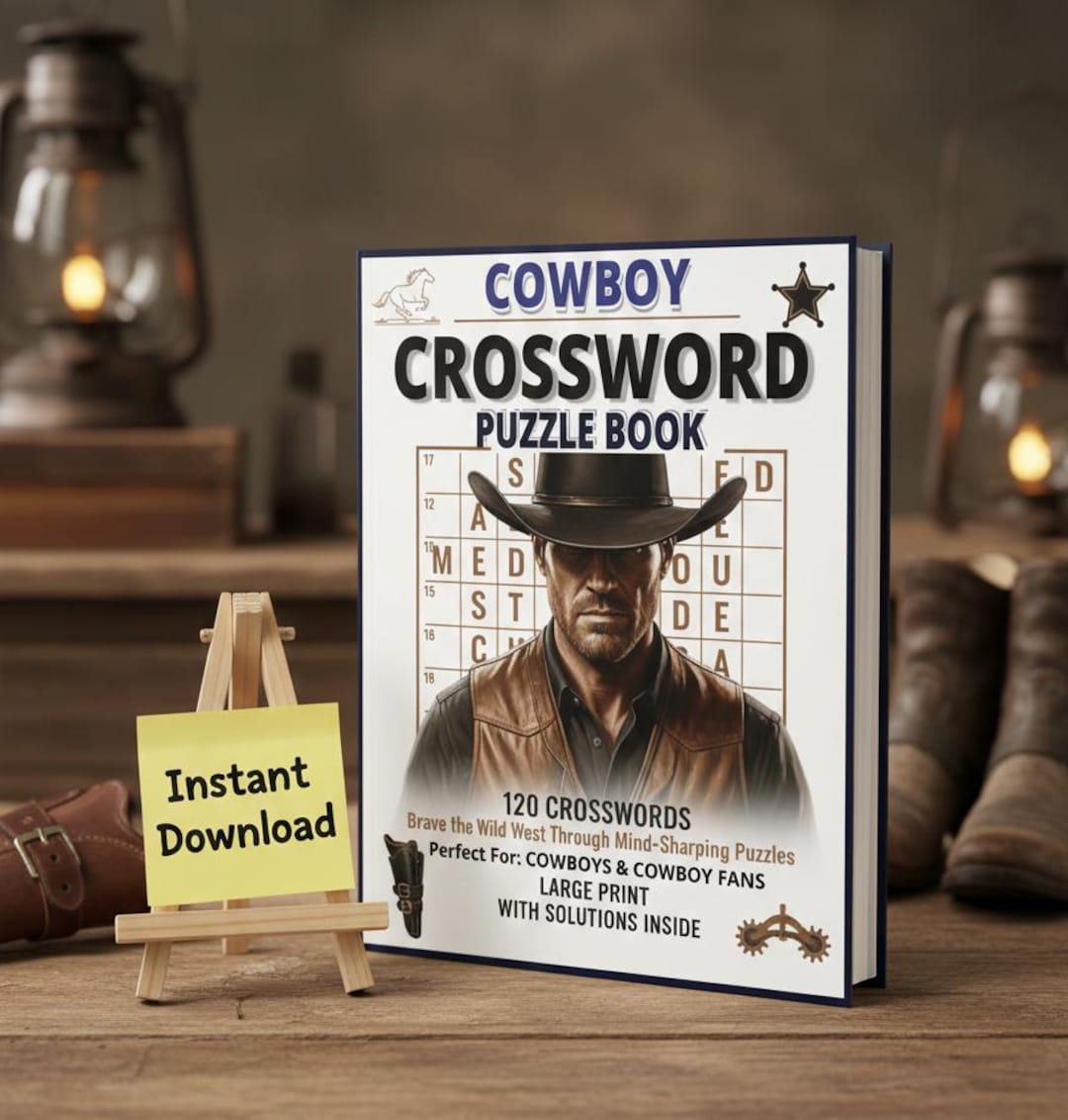 120 Cowboy Crossword Puzzle Book | Large Print Western Trivia ...