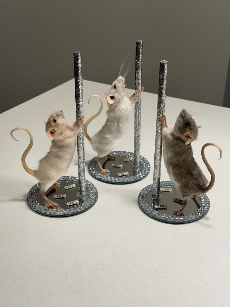 Pole Dancing Rats - Cheeky Taxidermy Rodent | Sparkly Mini Strip Club ...